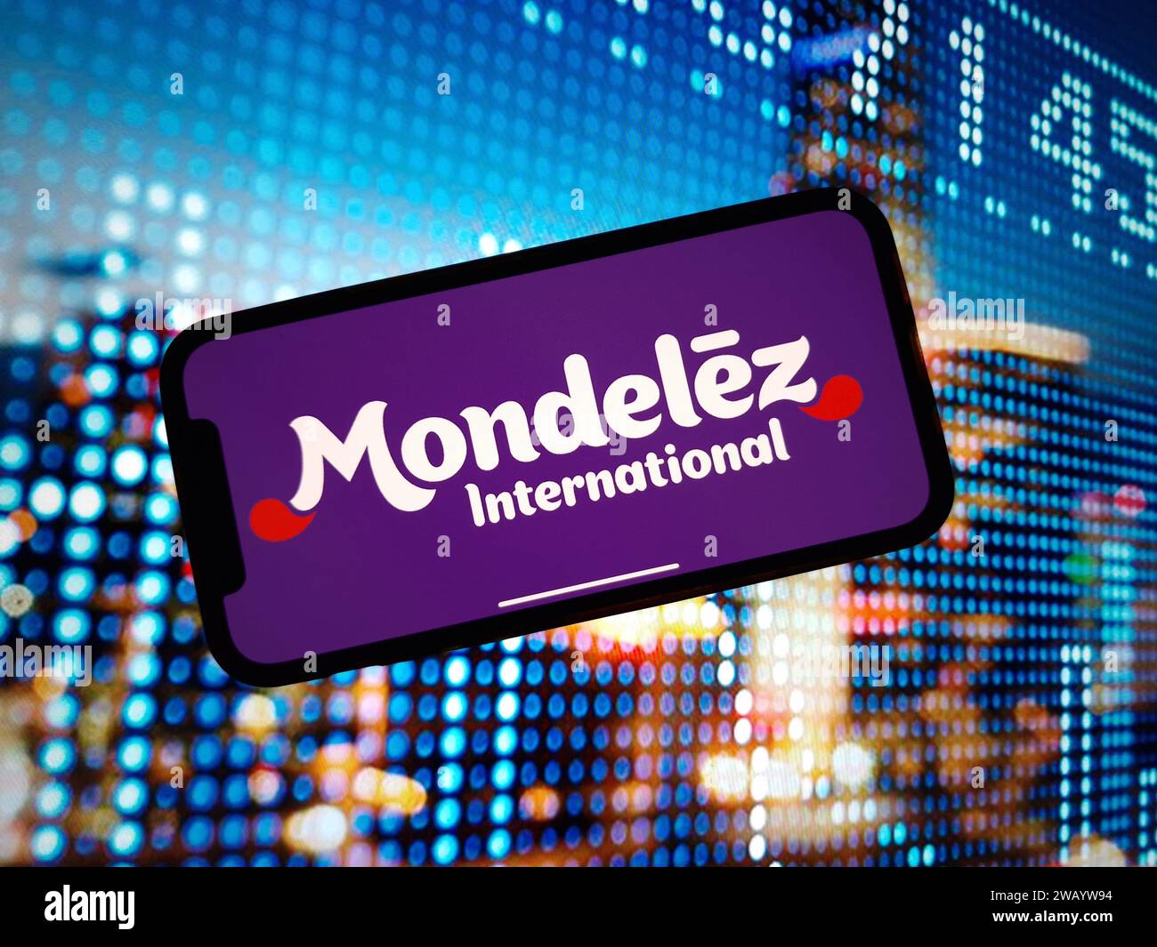 Konskie, Poland - January 07, 2024: Mondelez company logo displayed on ...