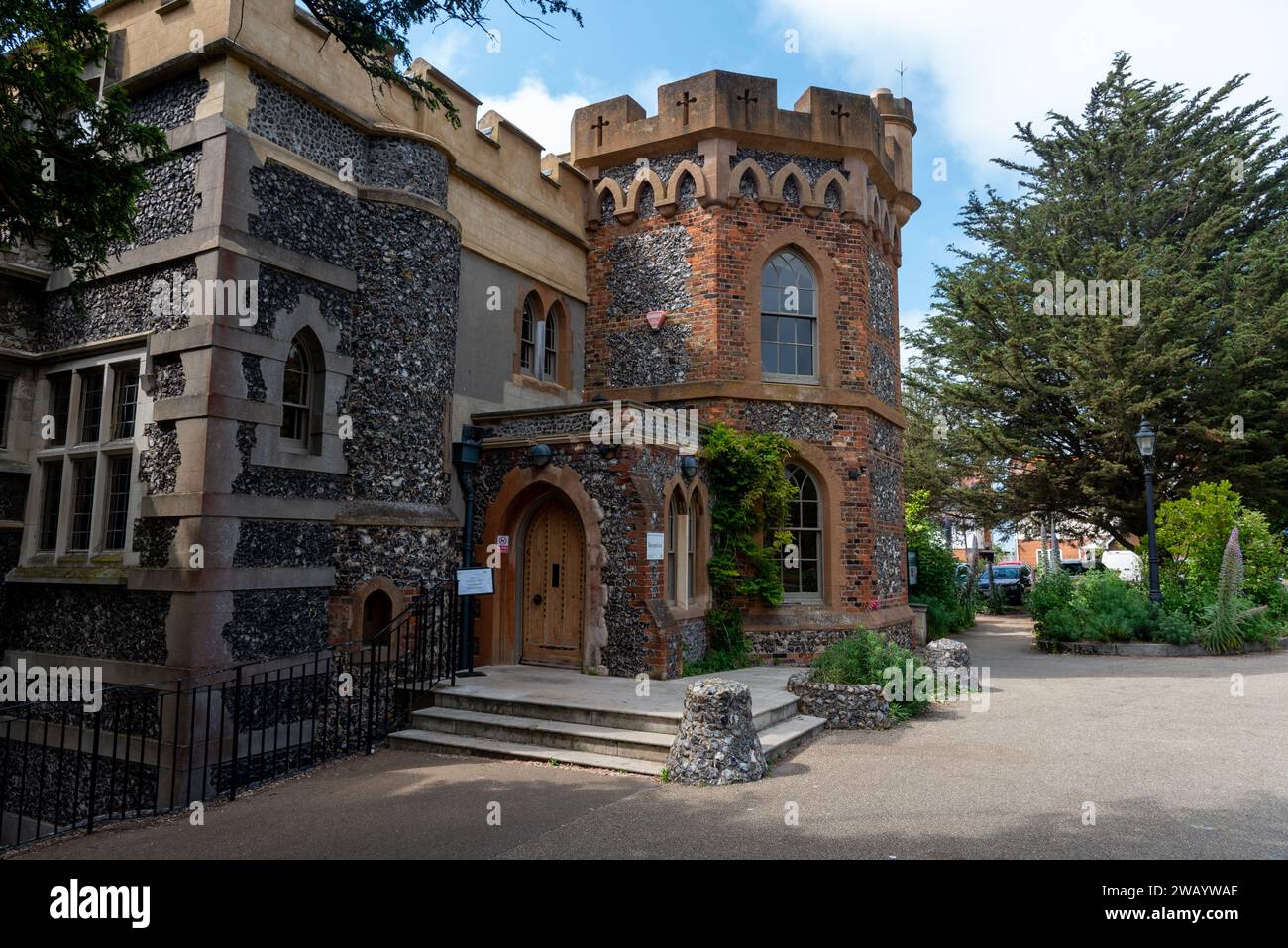 Whitstable castle landmark . Old medieval fort view and public gardens ...