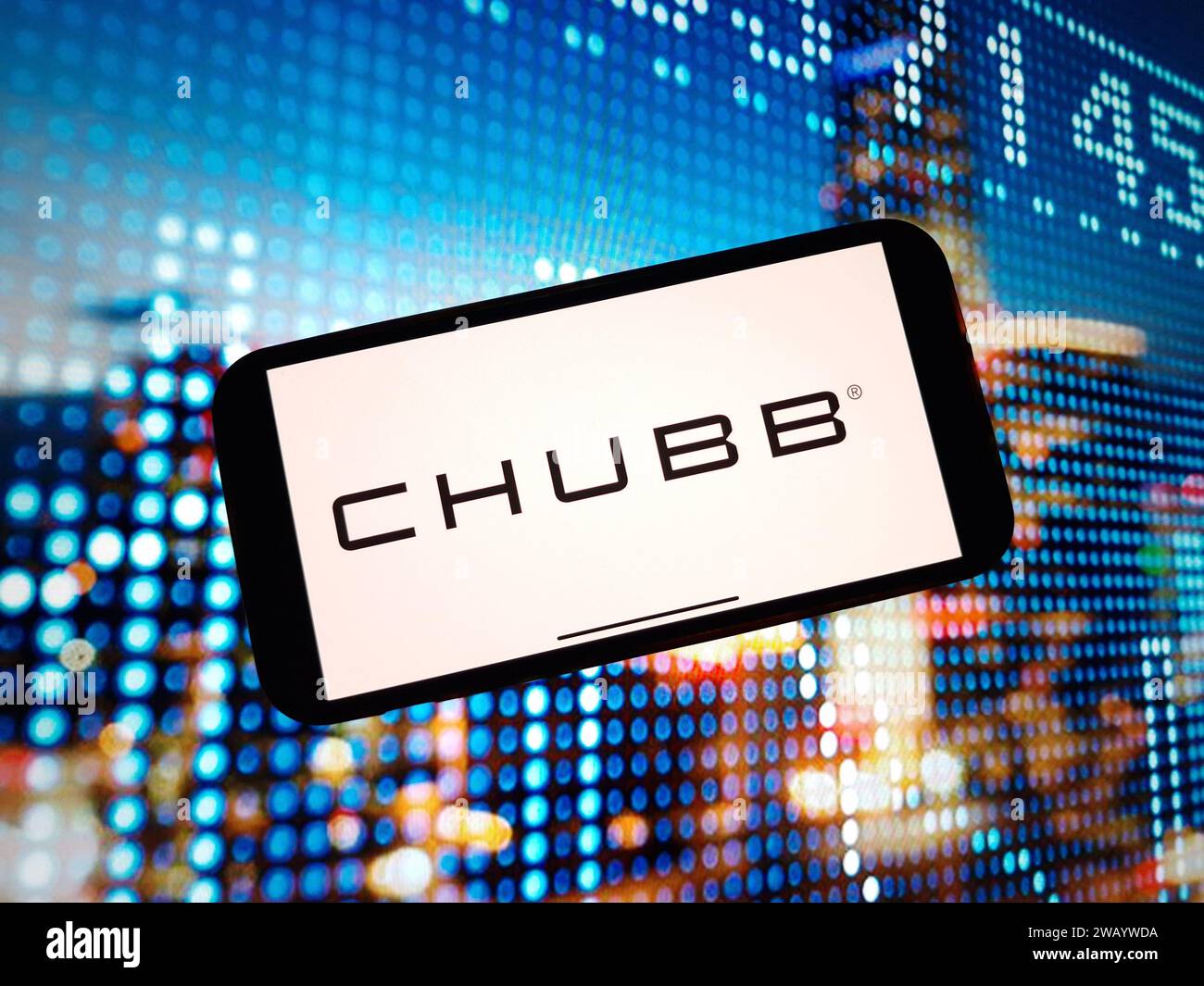 Konskie, Poland - January 07, 2024: Chubb company logo displayed on ...