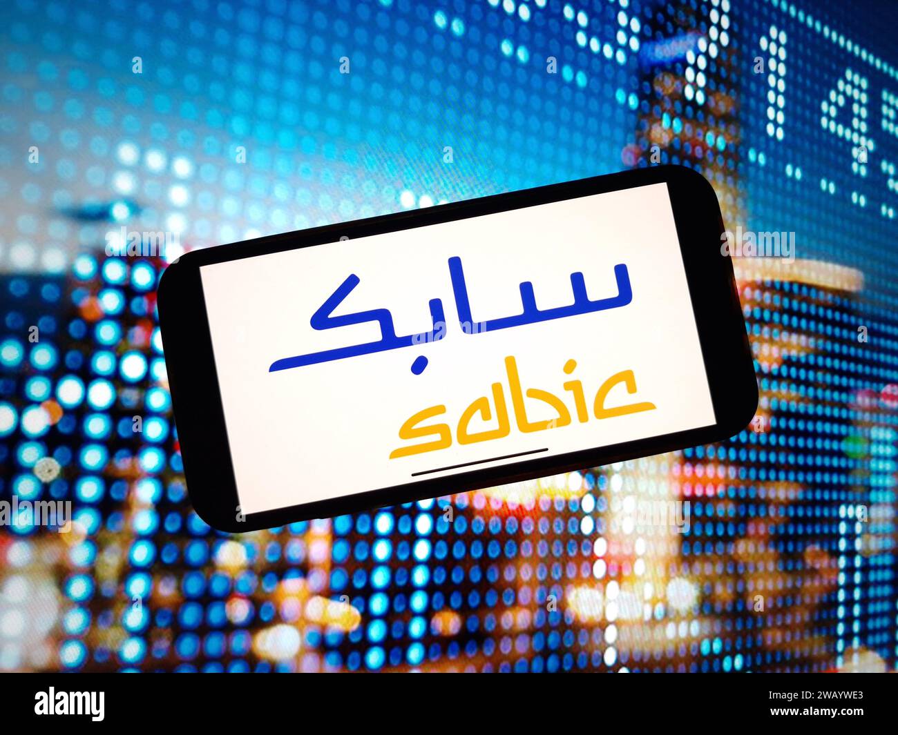 Konskie, Poland - January 07, 2024: SABIC company logo displayed on mobile phone screen Stock ...