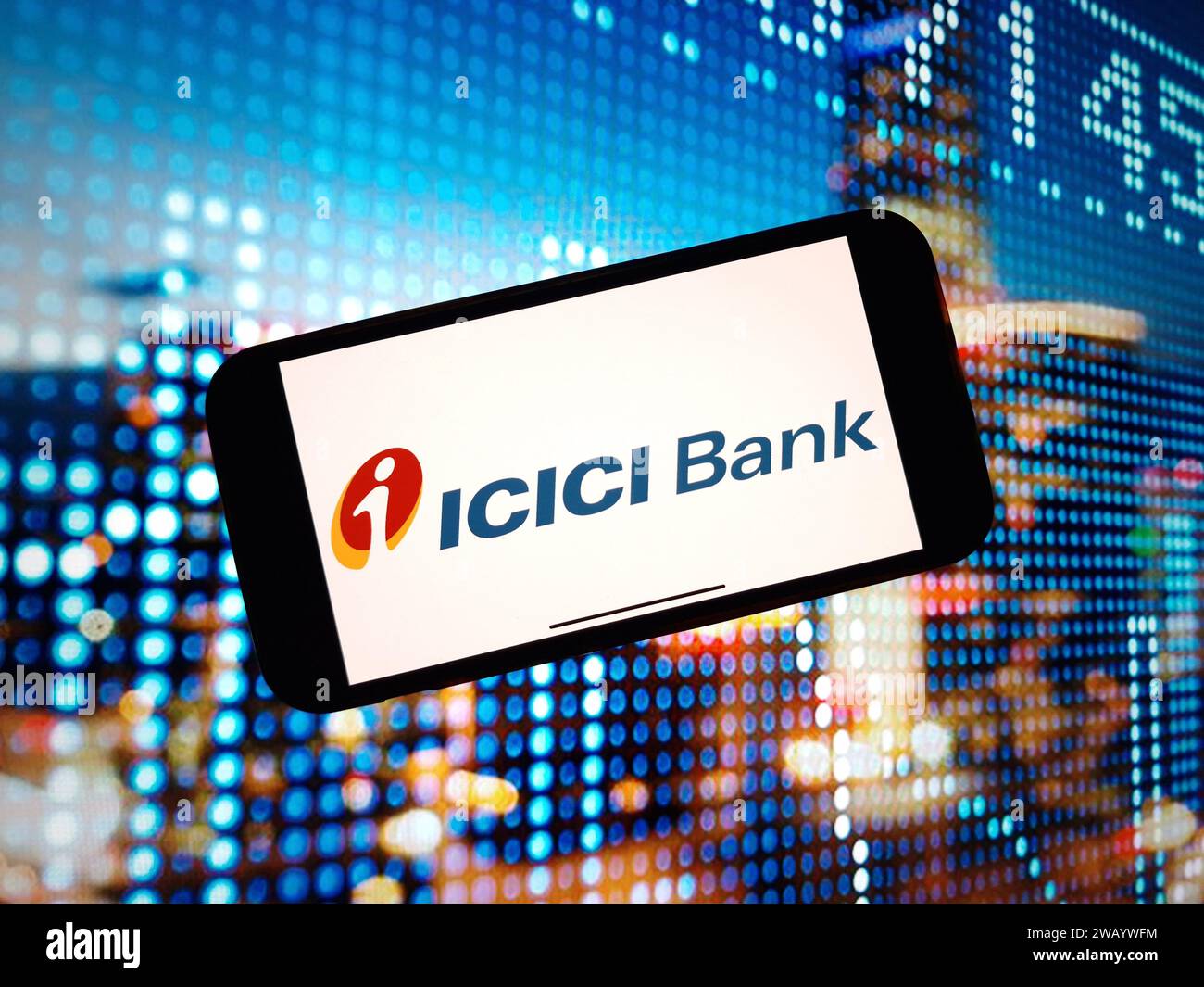 Konskie, Poland - January 07, 2024: ICICI Bank company logo displayed ...