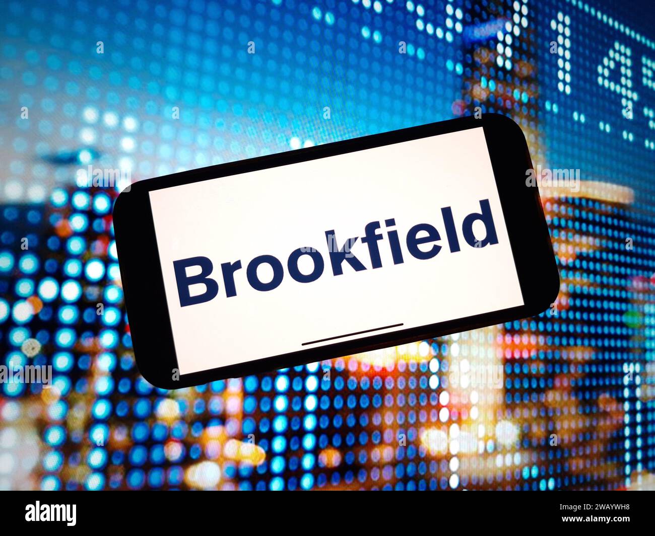 Konskie, Poland - January 07, 2024: Brookfield Asset Management company logo displayed on mobile ...
