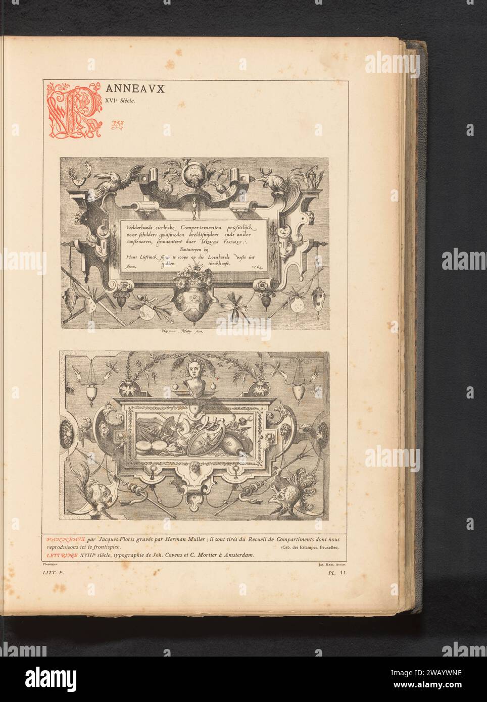 Reproduction of a print of decorated panels by Herman Muller, Anonymous ...