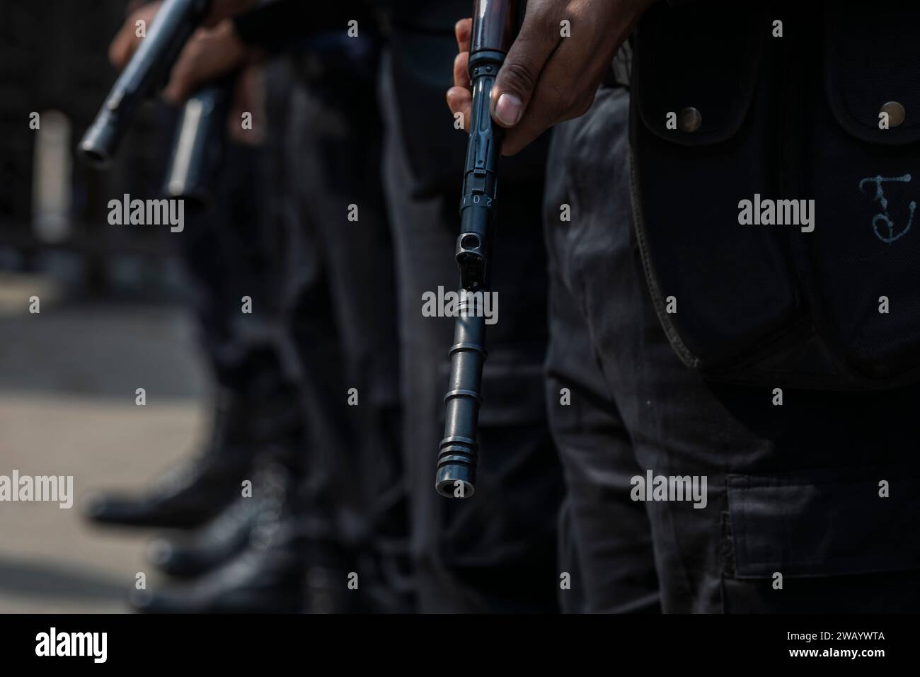 Dhaka, Bangladesh. 07th Jan, 2024. Rapid Action Battalion or RAB stand ...