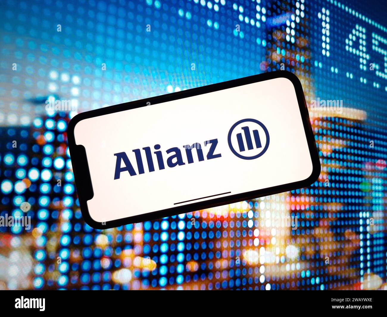 Konskie, Poland - January 07, 2024: Allianz company logo displayed on mobile phone screen Stock ...