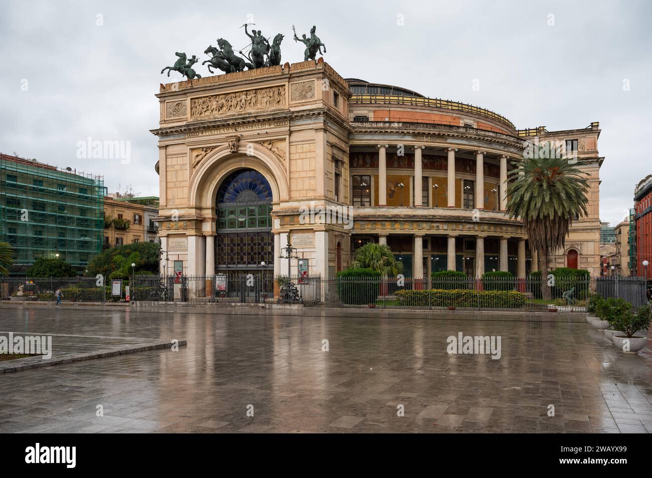 Palermo, Sicily, Italy, December 14, 2023 - The Teatro Politeama ...