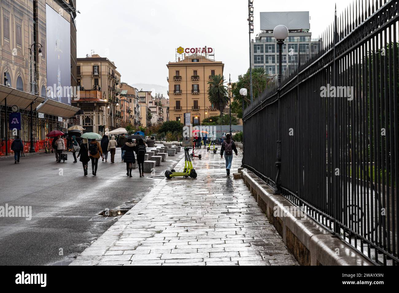 Palermo, Sicily, Italy, December 14, 2023 - Perspective view over the ...