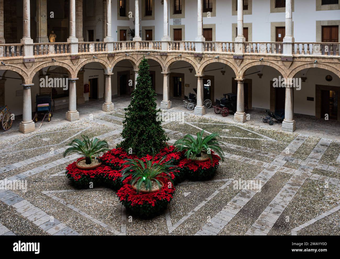 Palermo, Sicily, Italy, December 14, 2023 - High angle view over the ...