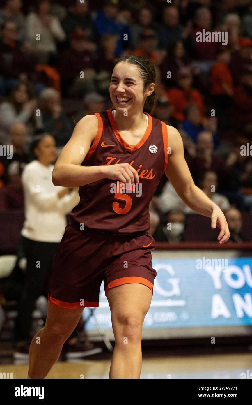 January 7, 2024: Virginia Tech Hokies guard Georgia Amoore (5 ...