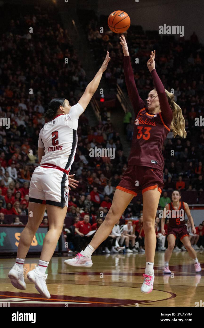 Blacksburg, VA, USA. 7th Jan, 2024. Virginia Tech Hokies center ...