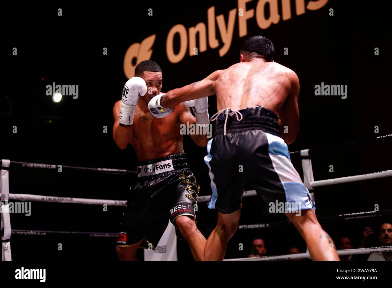 Jonathan "Maravilla" Alonso and Nicolas Ariel Blanco exchange punches during the WBA (World ...