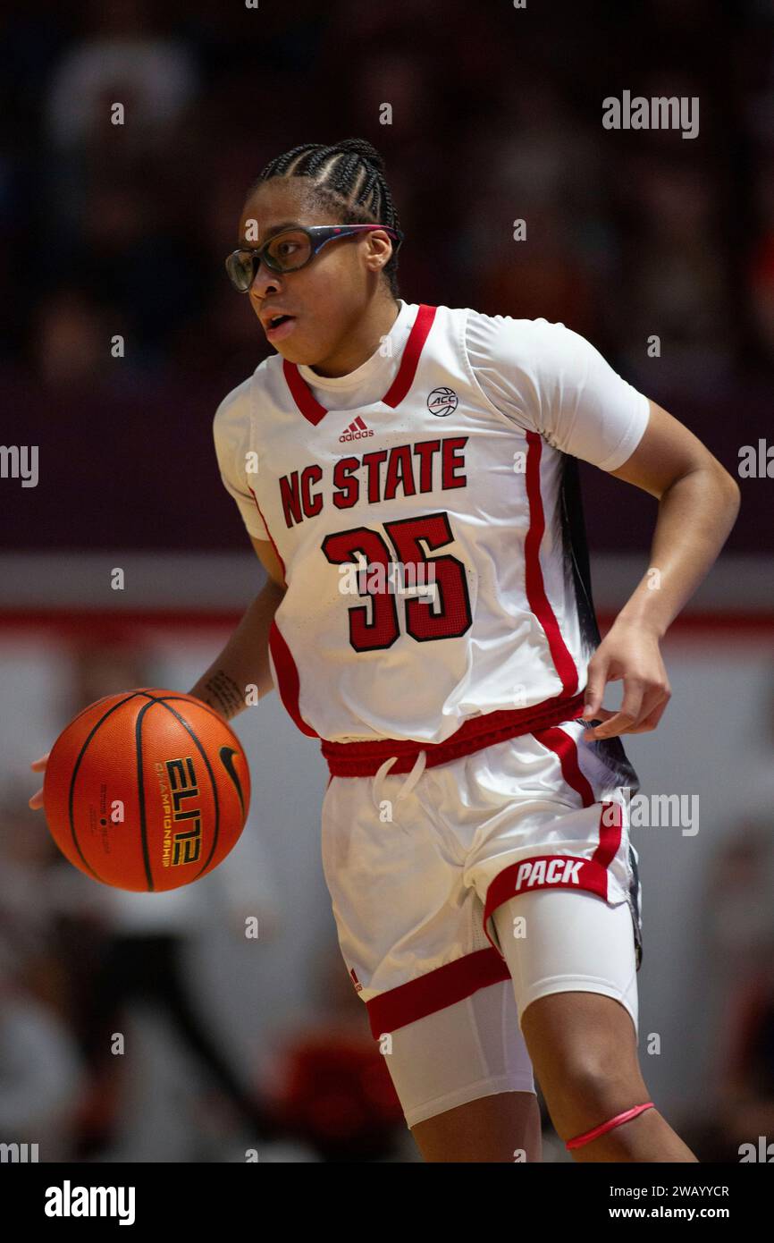 January 7, 2024: NC State Wolfpack guard Zoe Brooks (35) runs the NC ...