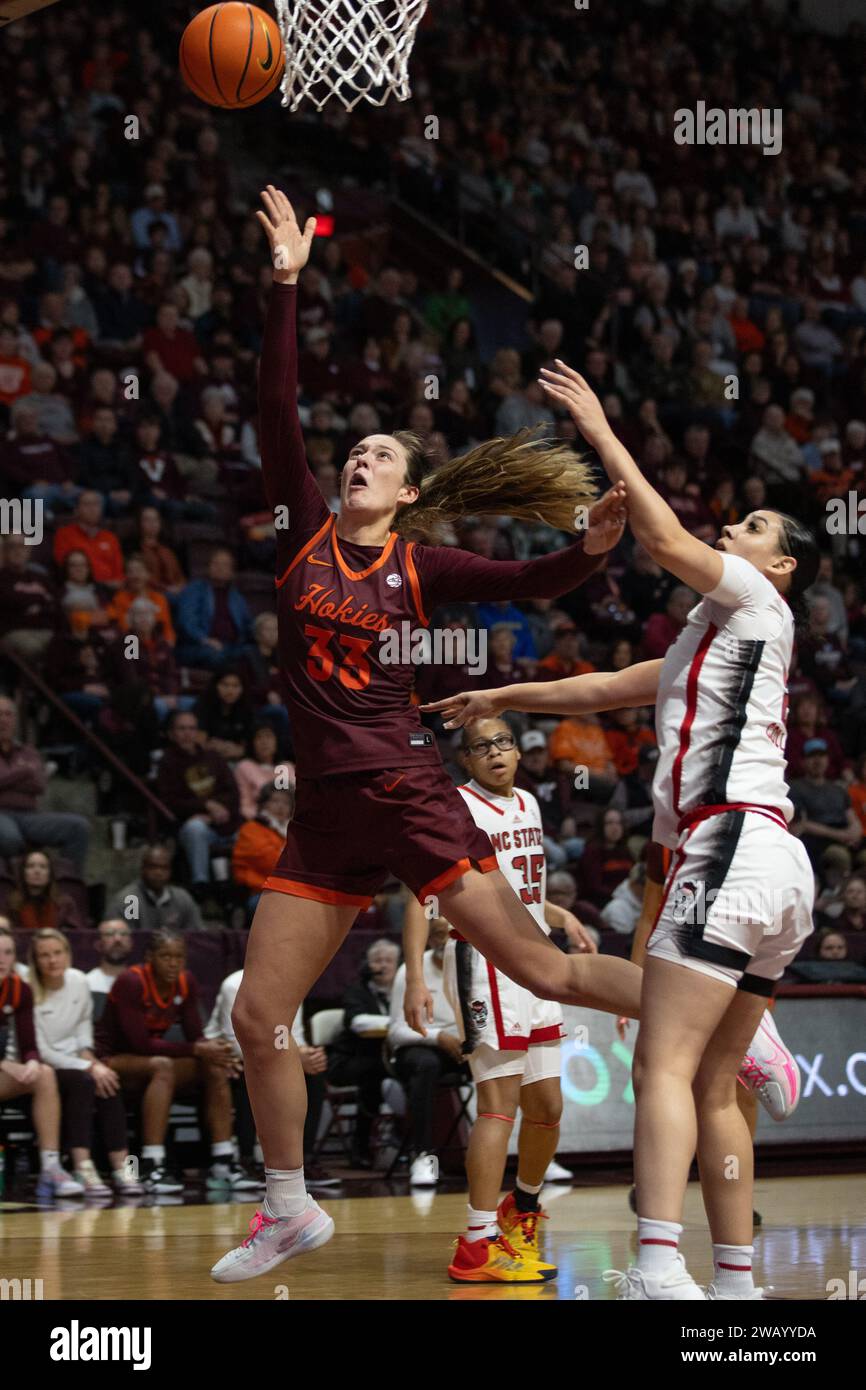 Blacksburg, VA, USA. 7th Jan, 2024. Virginia Tech Hokies center ...