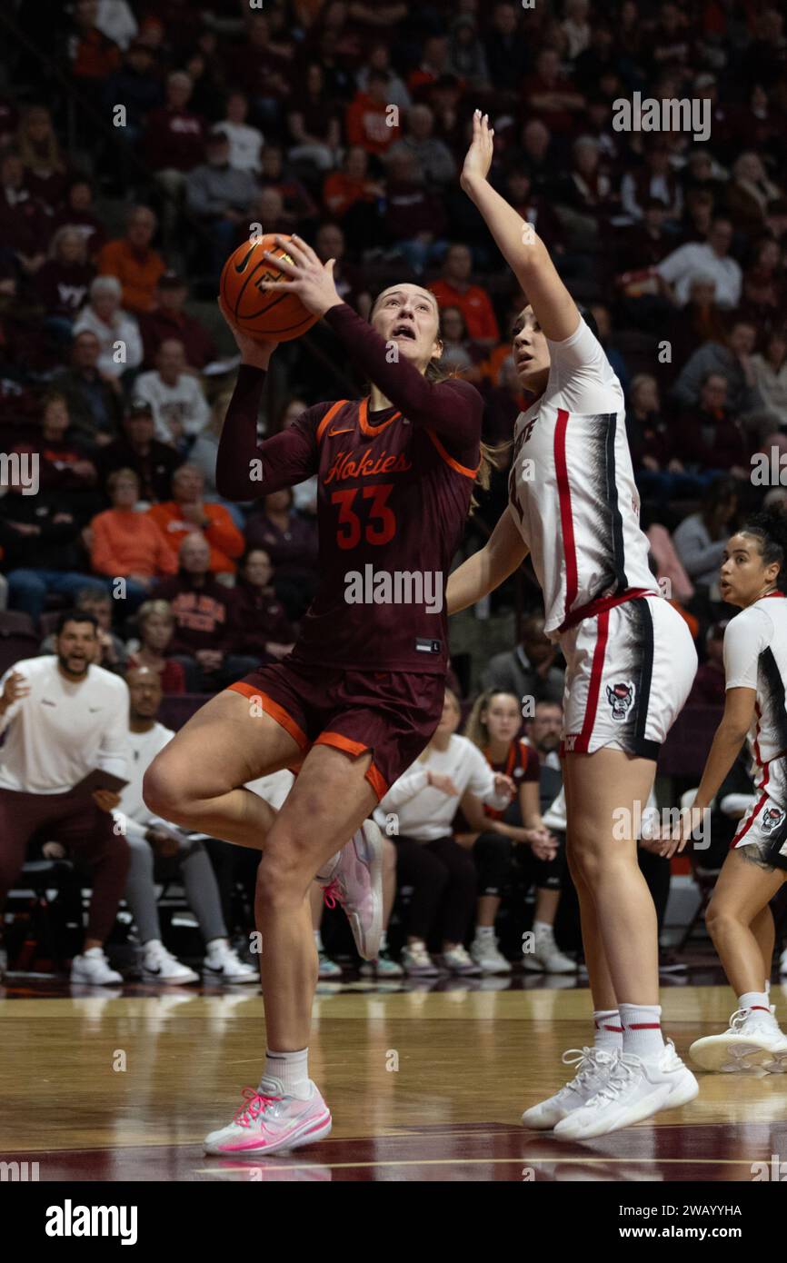 Blacksburg, VA, USA. 7th Jan, 2024. Virginia Tech Hokies center ...