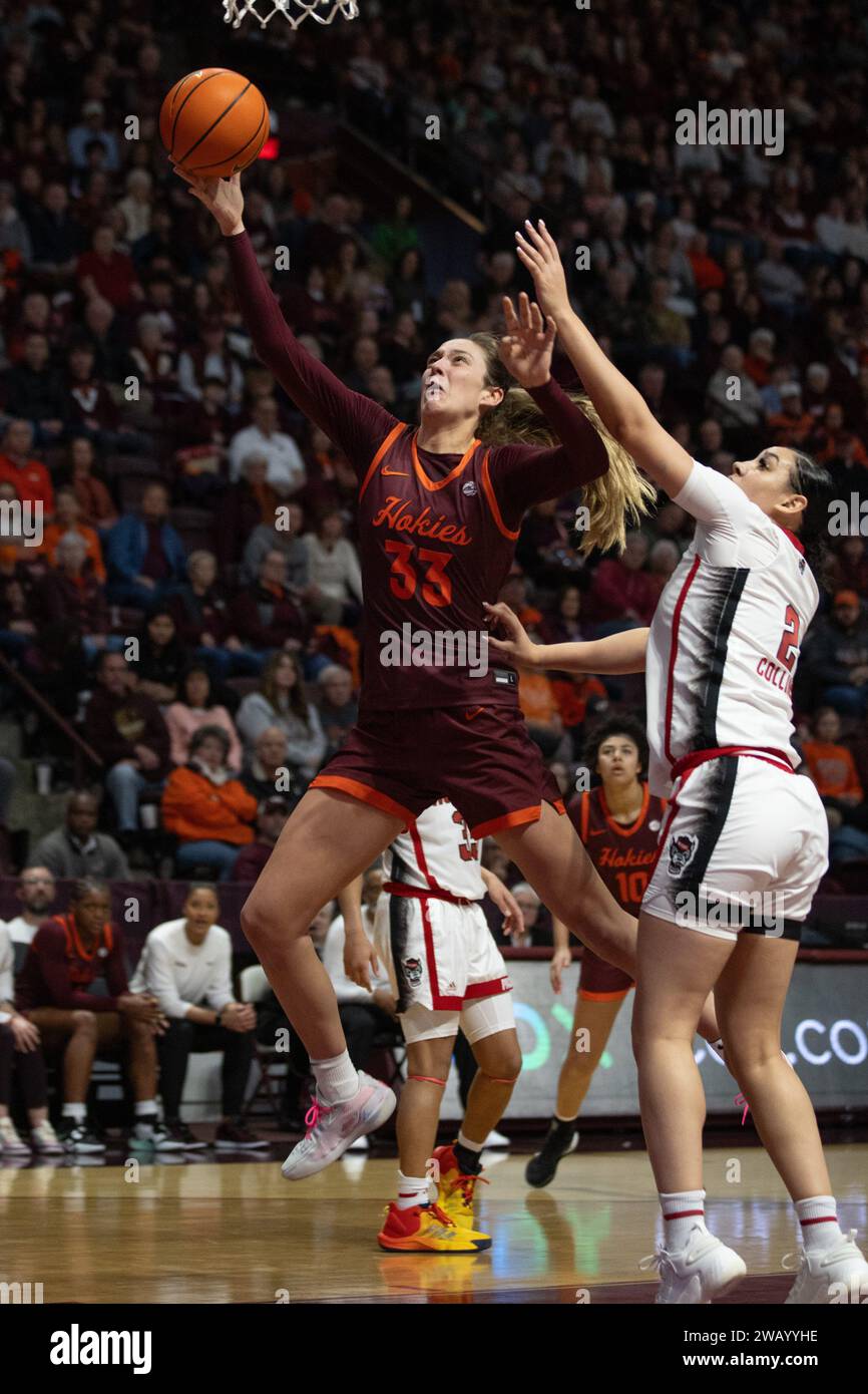 Blacksburg, VA, USA. 7th Jan, 2024. Virginia Tech Hokies center ...