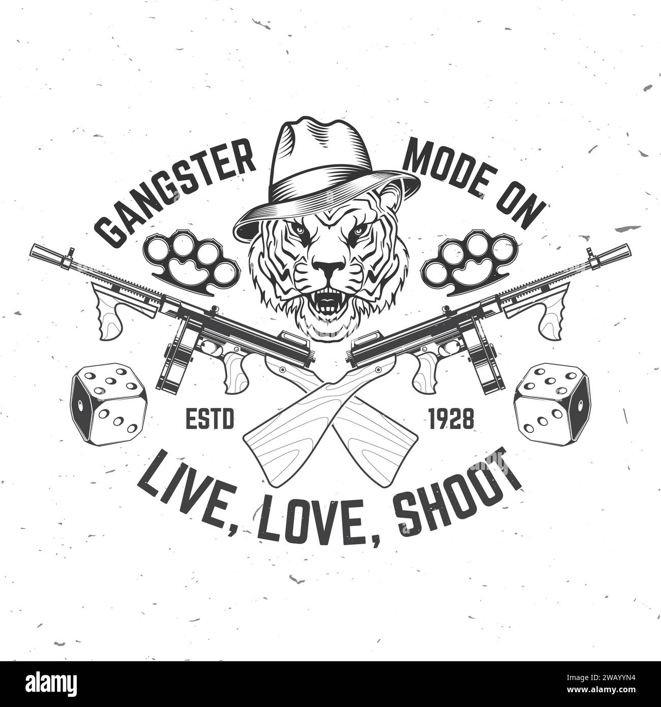 Gangster club badge design. Vector illustration. Vintage monochrome ...