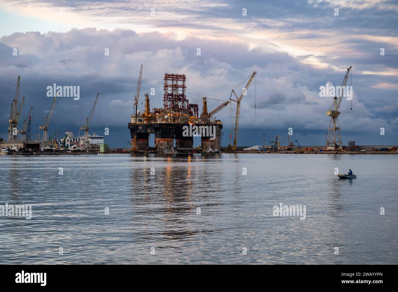 Palermo, Sicily, Italy, December 14, 2023 - The Scarabeo 9, an offshore ...
