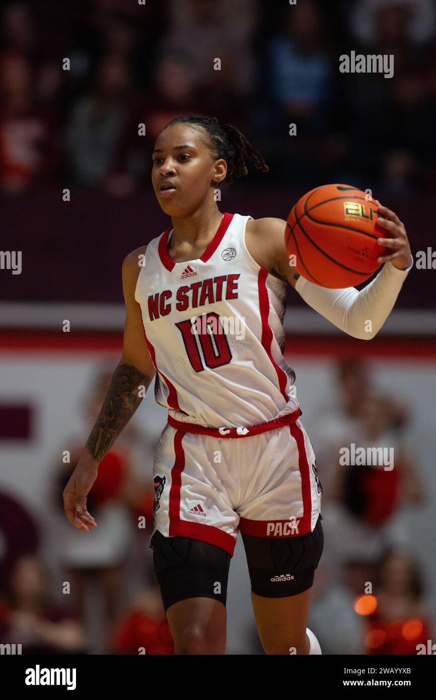 Blacksburg, VA, USA. 7th Jan, 2024. NC State Wolfpack guard Aziaha ...