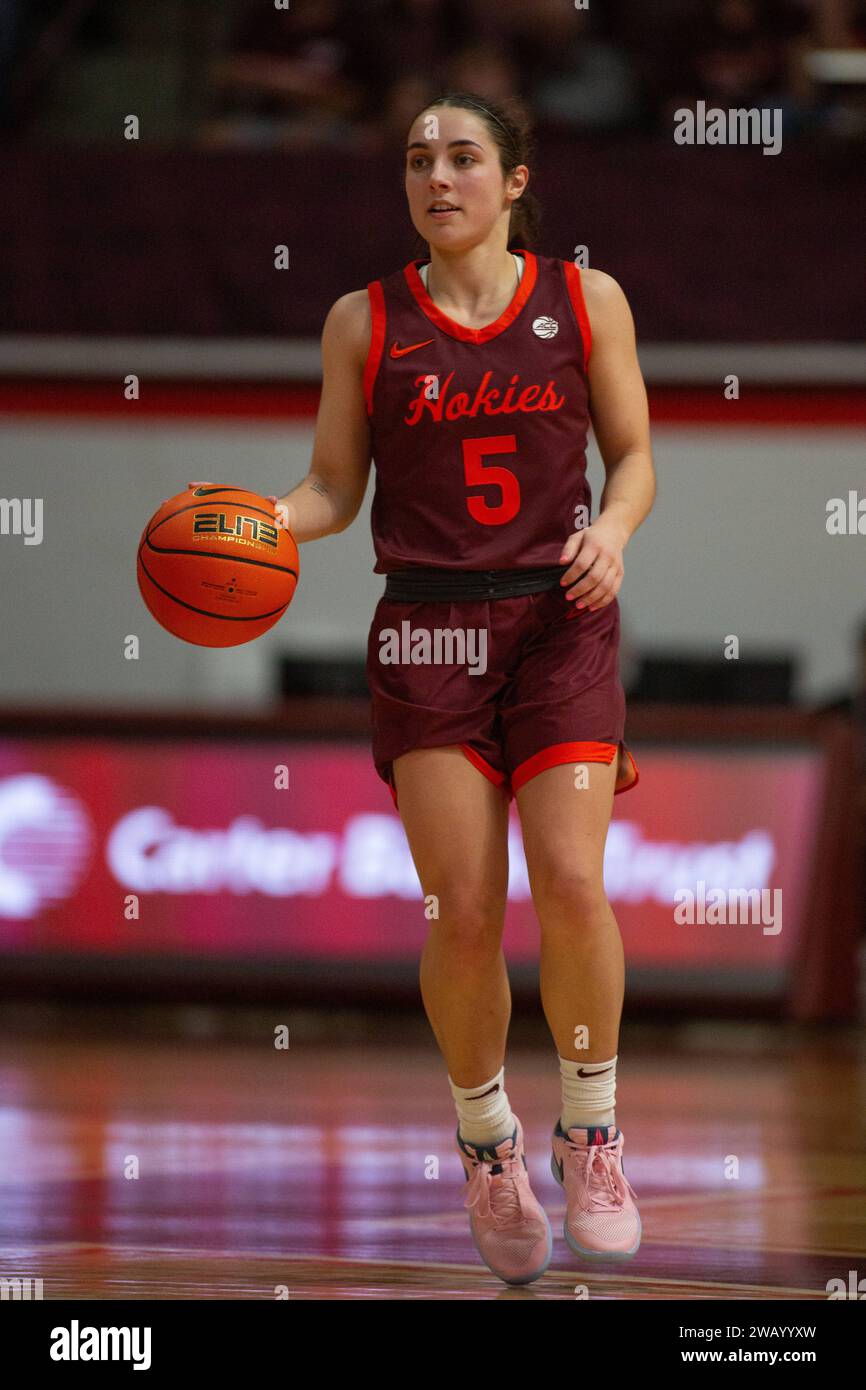 Blacksburg, VA, USA. 7th Jan, 2024. Virginia Tech Hokies guard Georgia ...