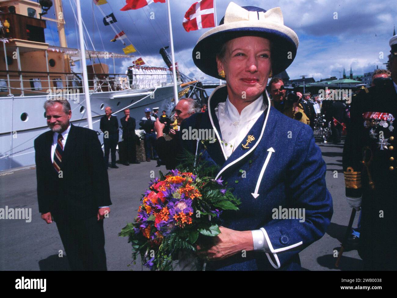 H.M.the Queen Margrethe II & prince Henrik of Deanmark on royal ship ...