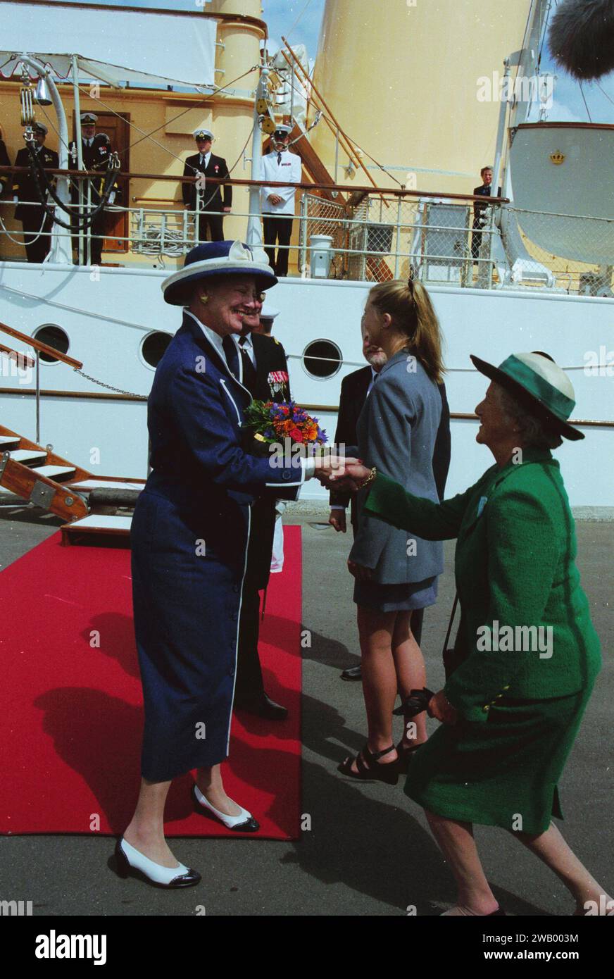 H.M.the Queen Margrethe II & prince Henrik of Deanmark on royal ship ...