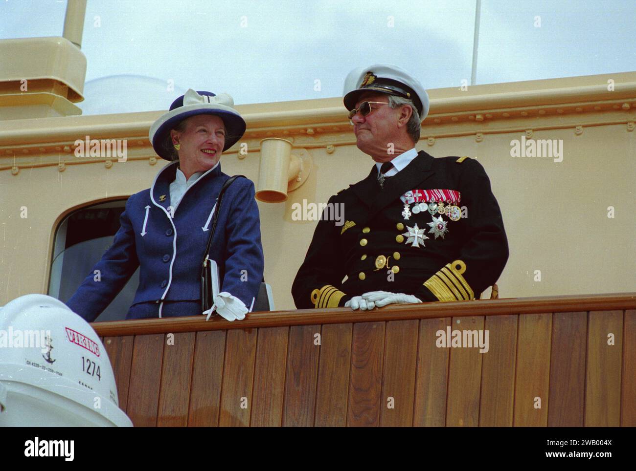H.M.the Queen Margrethe II & prince Henrik of Deanmark on royal ship ...