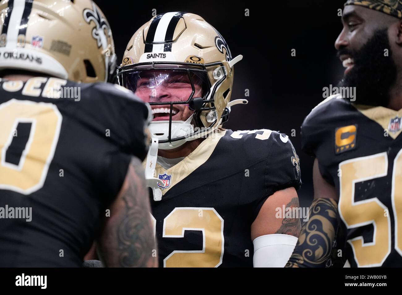 New Orleans Saints safety Tyrann Mathieu (32) celebrates after an ...