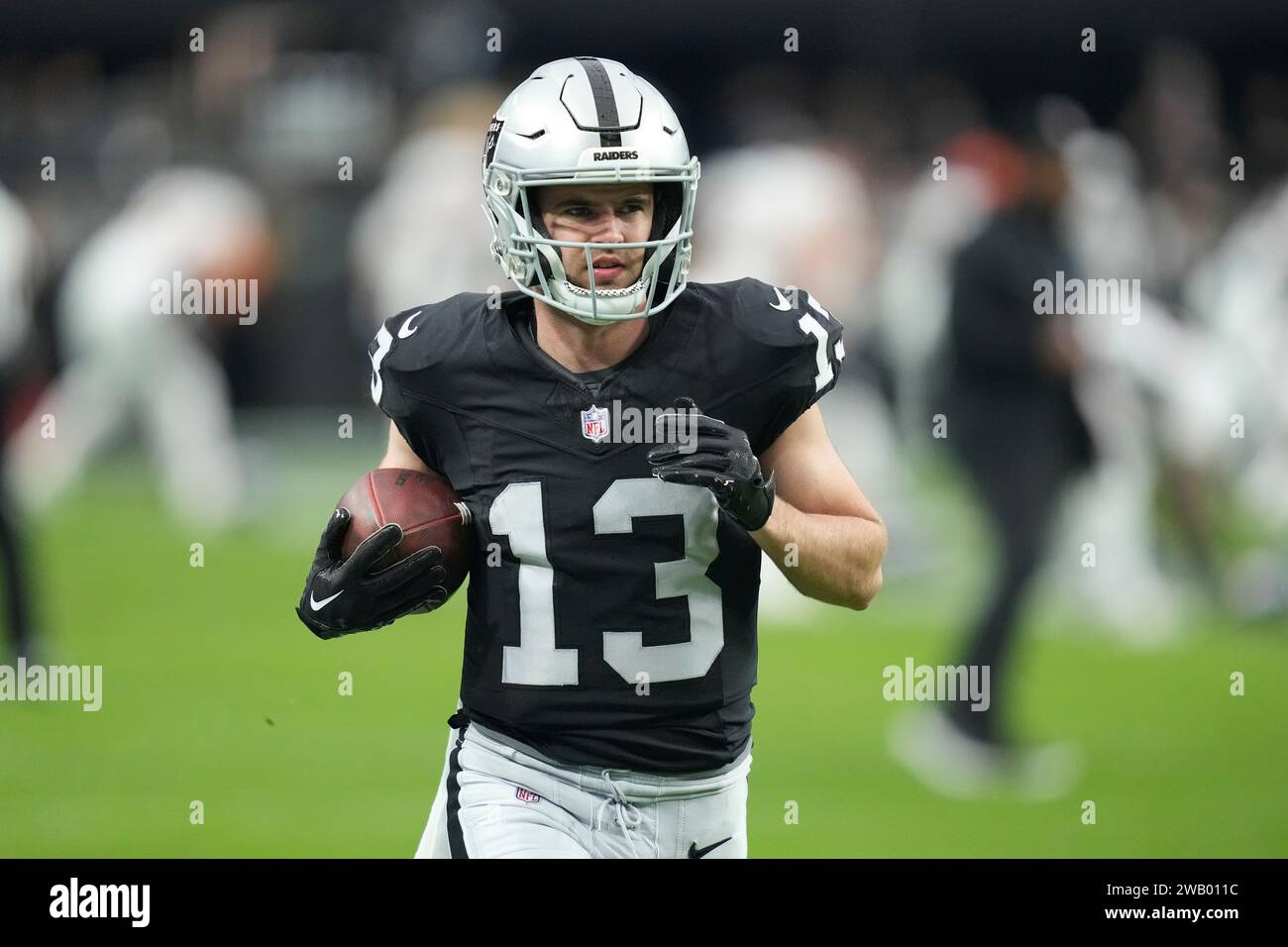 Las Vegas Raiders wide receiver Hunter Renfrow works out prior to an ...