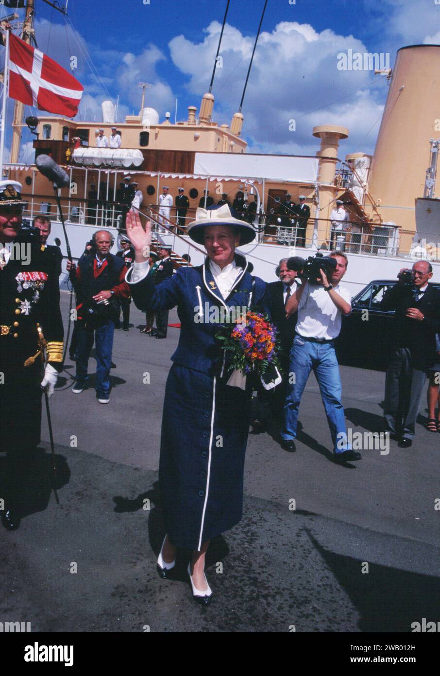H.M.the Queen Margrethe II & prince Henrik of Deanmark on royal ship ...