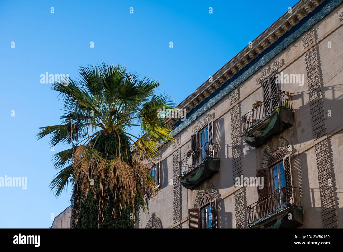 Palermo, Sicily, Italy, December 19, 2023 - Detail of an apartment ...