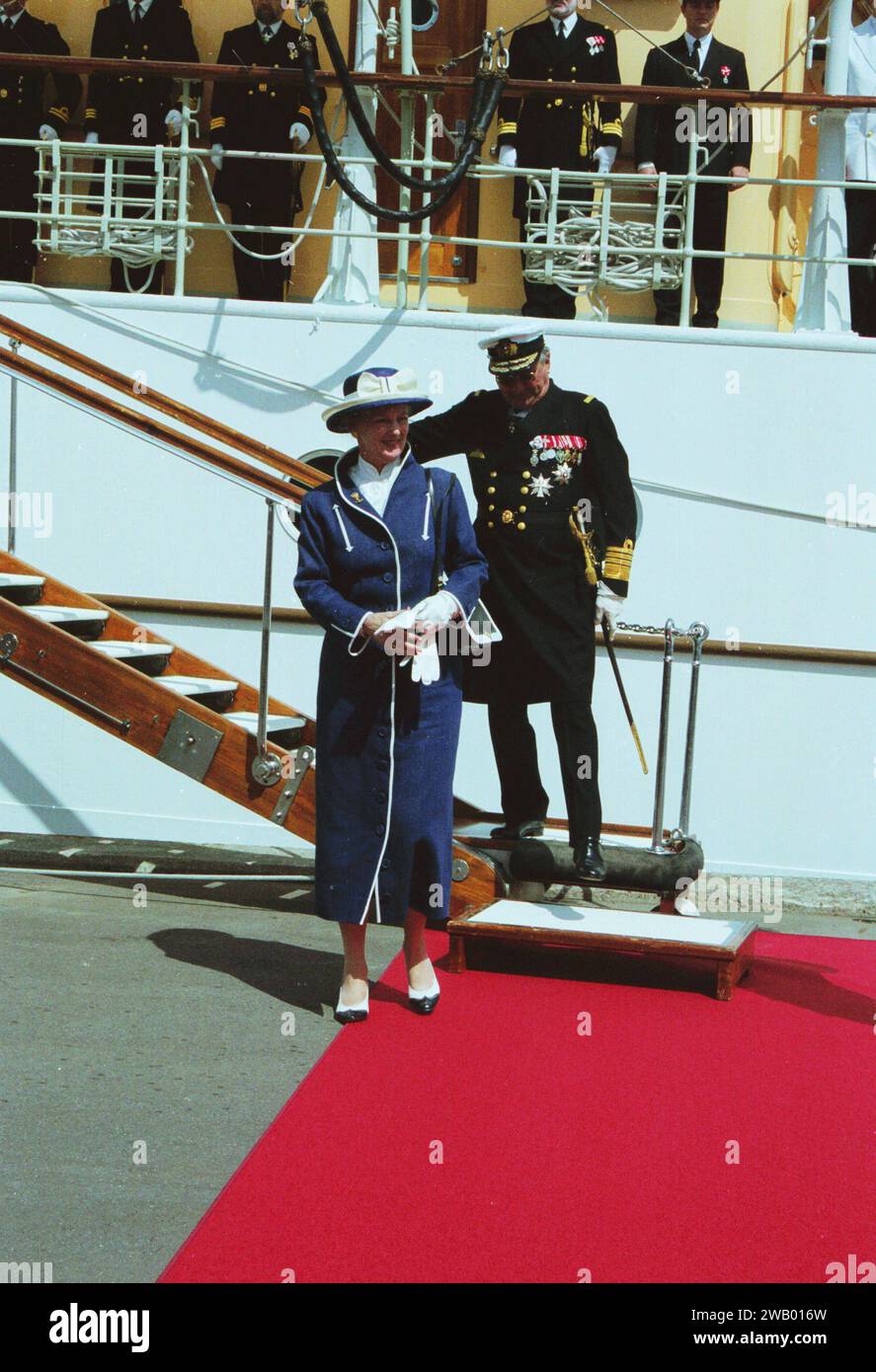 H.M.the Queen Margrethe II & prince Henrik of Deanmark on royal ship ...