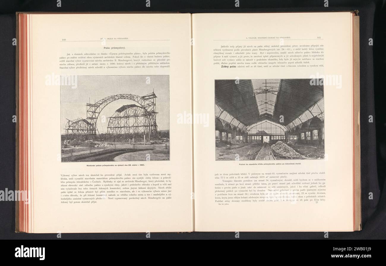 Interior of the industrial Palace under construction in Prague ...