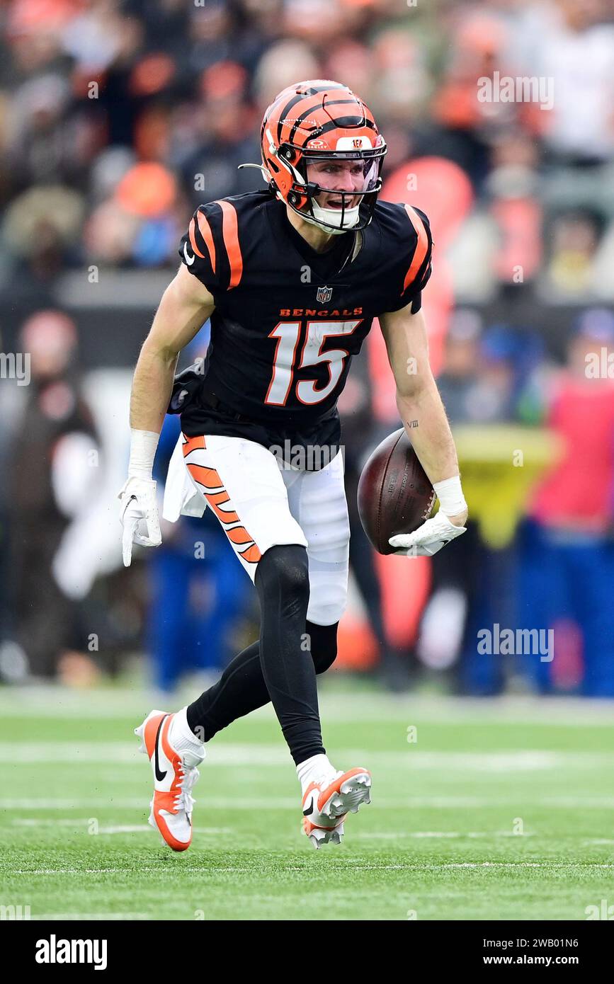 Cincinnati Bengals wide receiver Charlie Jones (15) celebrates a ...