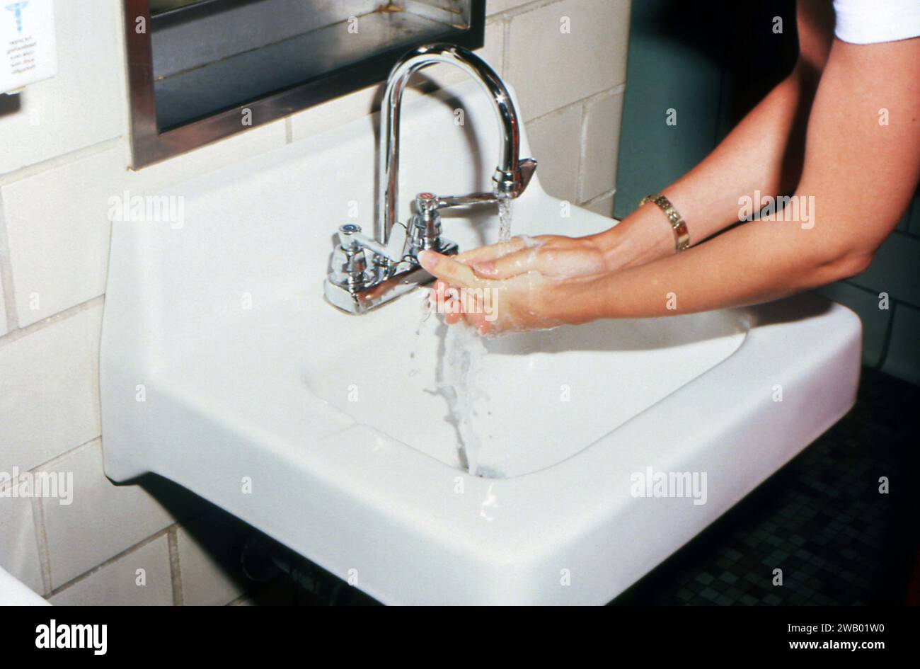 Hands wash procedure, cleaning hands with soap from viruses and ...