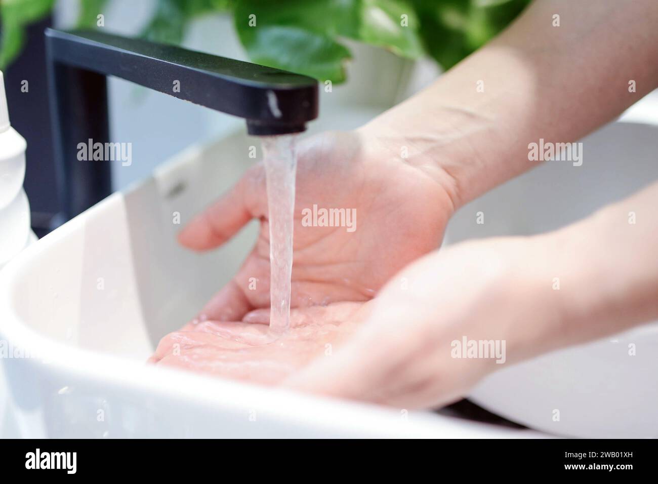 Hands wash procedure, cleaning hands with soap from viruses and ...