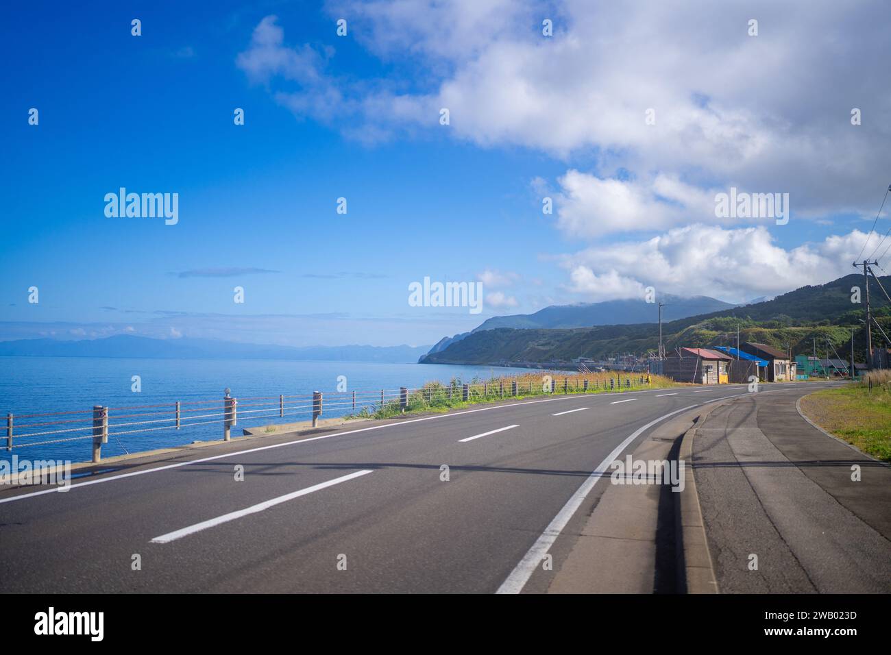 the coastline buildings and coast of the sea of japan from hokkaido ...