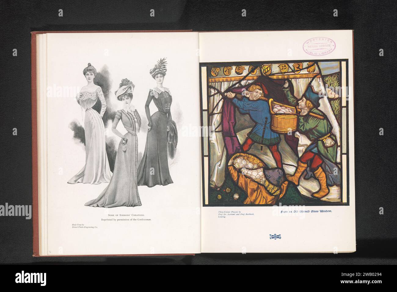 Reproduction of three drawings of women in long dresses, direct photo ...