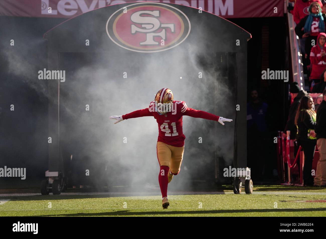 San Francisco 49ers safety Tayler Hawkins (41) is introduced before an ...