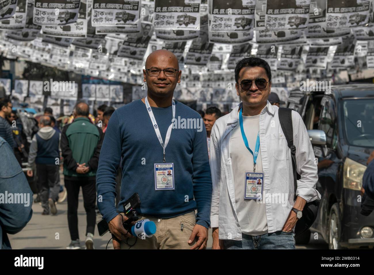 Deutsche Welle (DW) Multimedia journalists, Khaled Muhiuddin (R) and ...