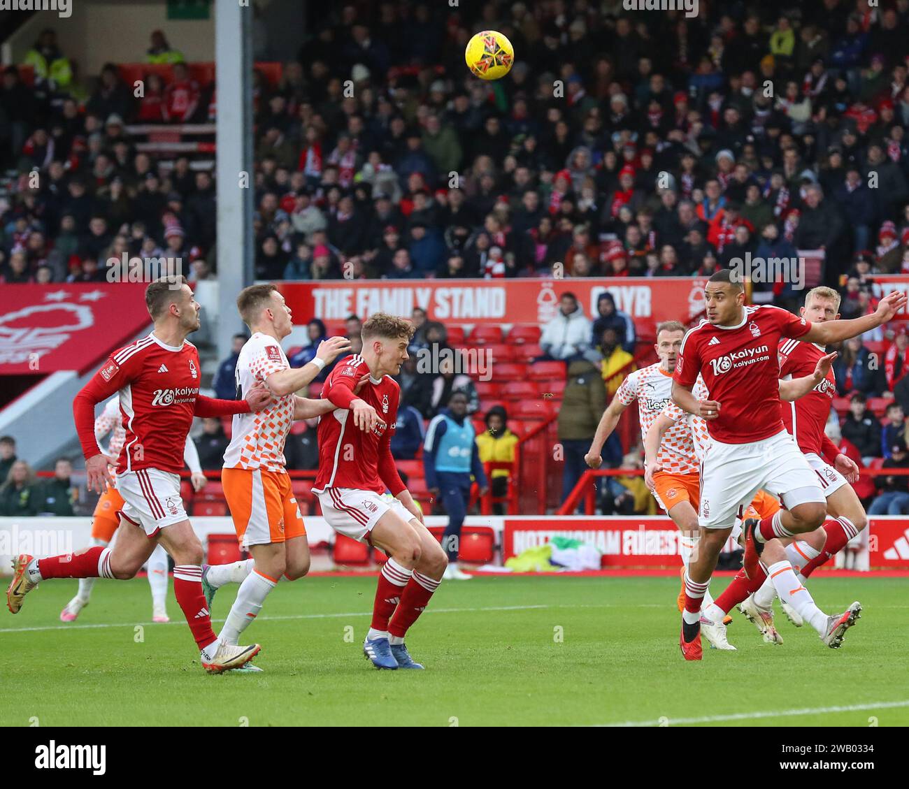 Nottingham, UK. 07th Jan, 2024. Murillo of Nottingham Forest heads the ...