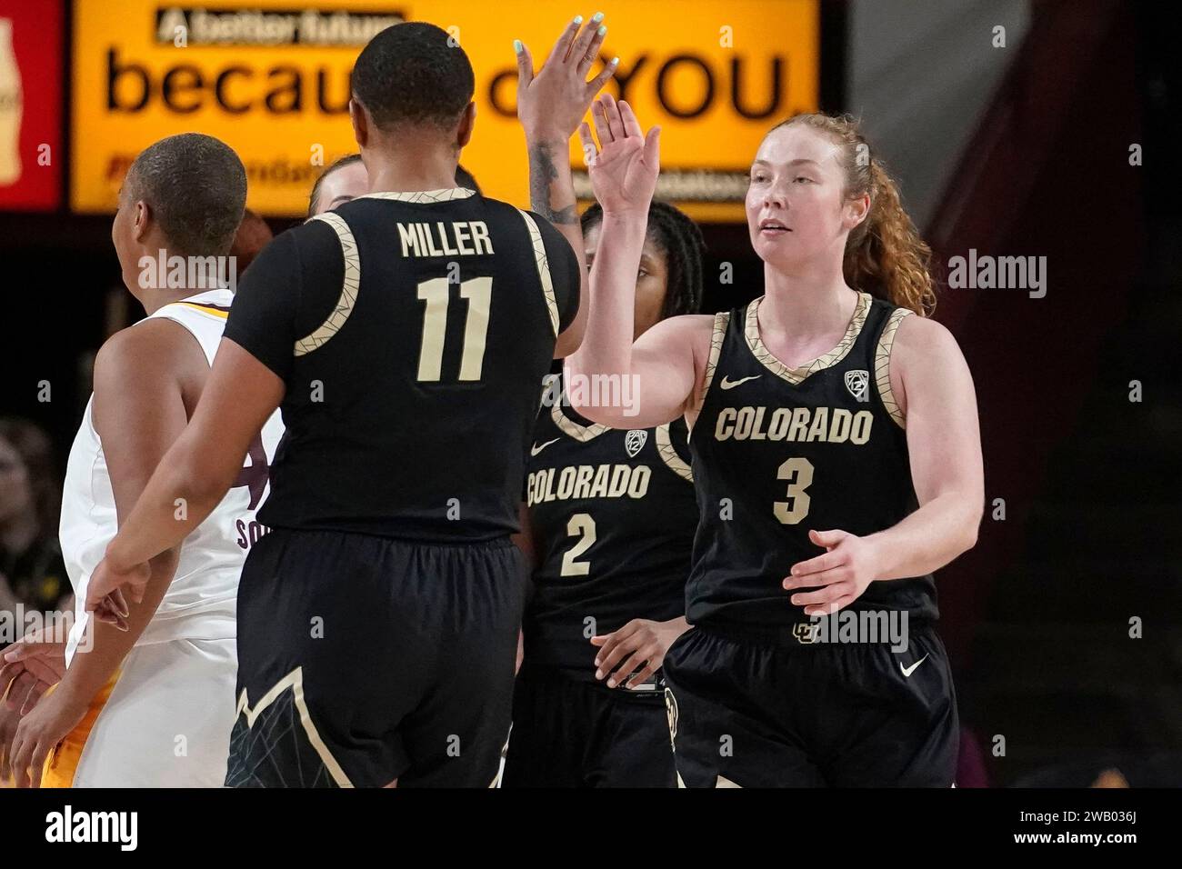 Colorado's Frida Formann (3) gets a high-five from Quay Miller (11 ...