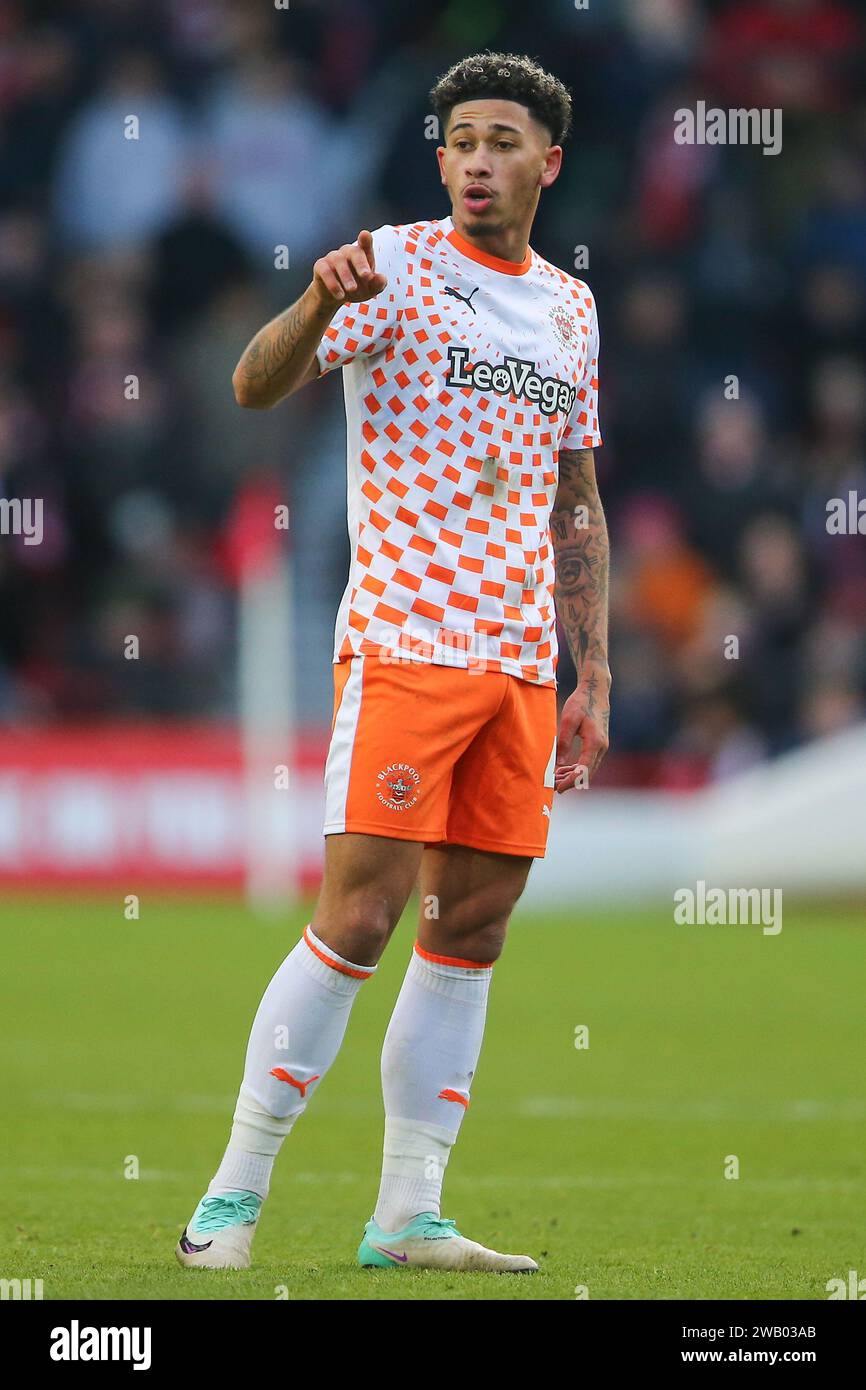 Nottingham, UK. 07th Jan, 2024. Jordan Lawrence-Gabriel of Blackpool ...
