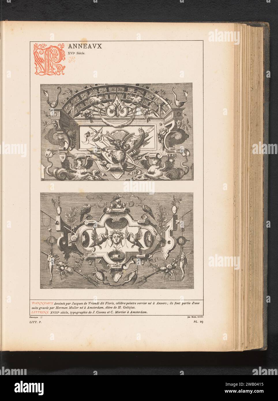 Reproduction of a print of two decorated panels by Herman Muller ...