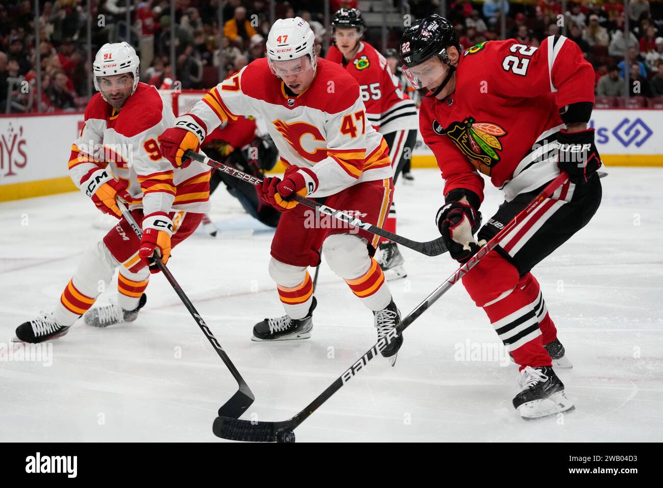 From left to right, Calgary Flames center Nazem Kadri, Calgary Flames ...
