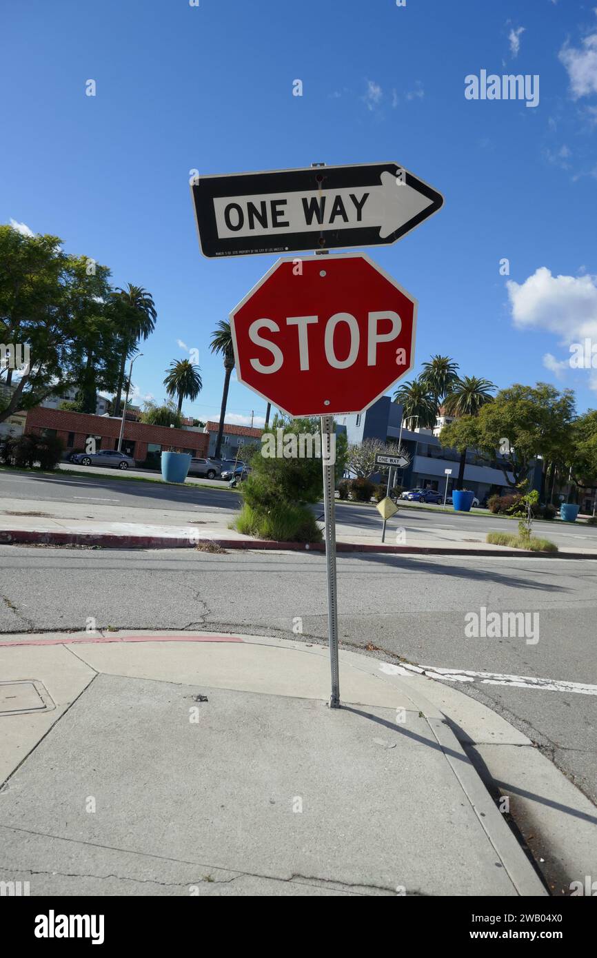 Los Angeles, California, USA 3rd January 2024 Bent Stop Sign on January ...