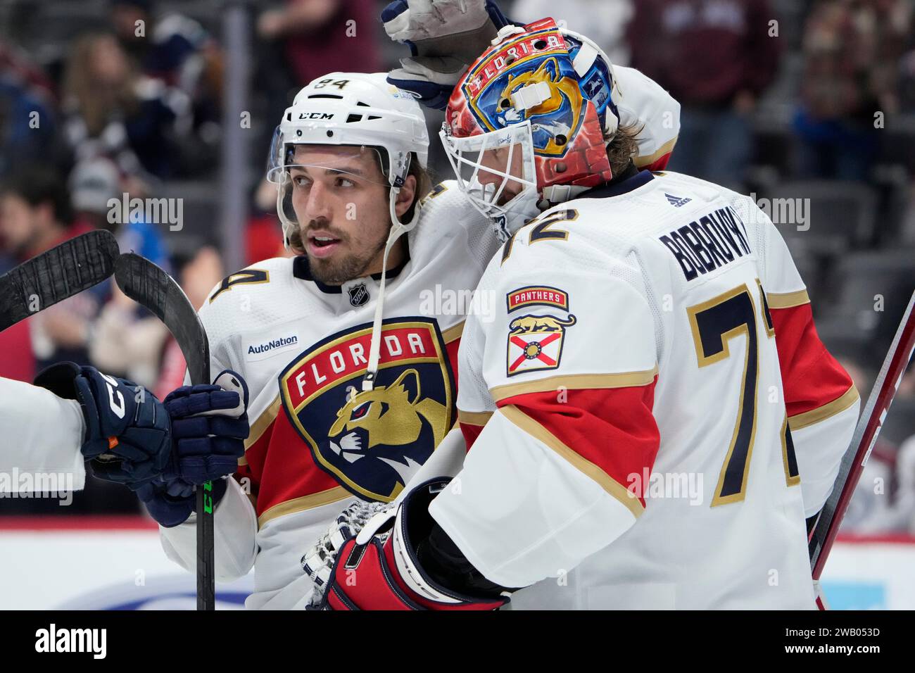 Florida Panthers left wing Ryan Lomberg (94) congratulates Florida ...