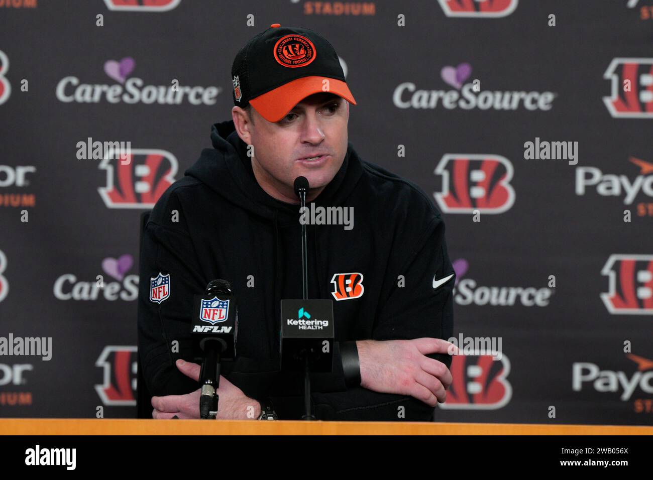Cincinnati Bengals head coach Zac Taylor speaks following an NFL ...