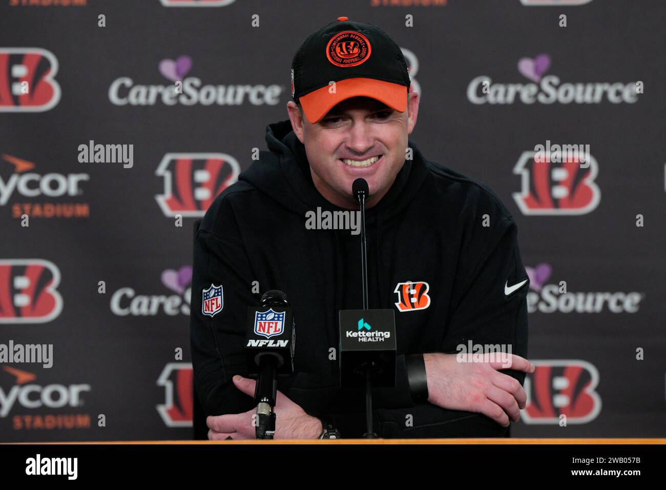 Cincinnati Bengals head coach Zac Taylor speaks following an NFL ...
