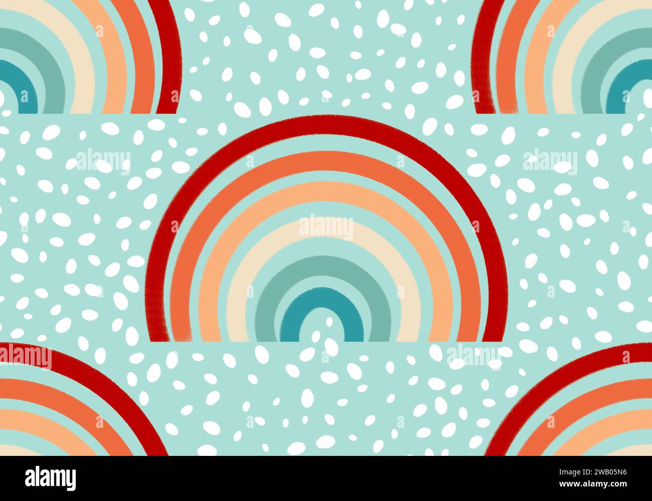 Cartoon retro rainbow seamless weather pattern for wrapping paper and ...