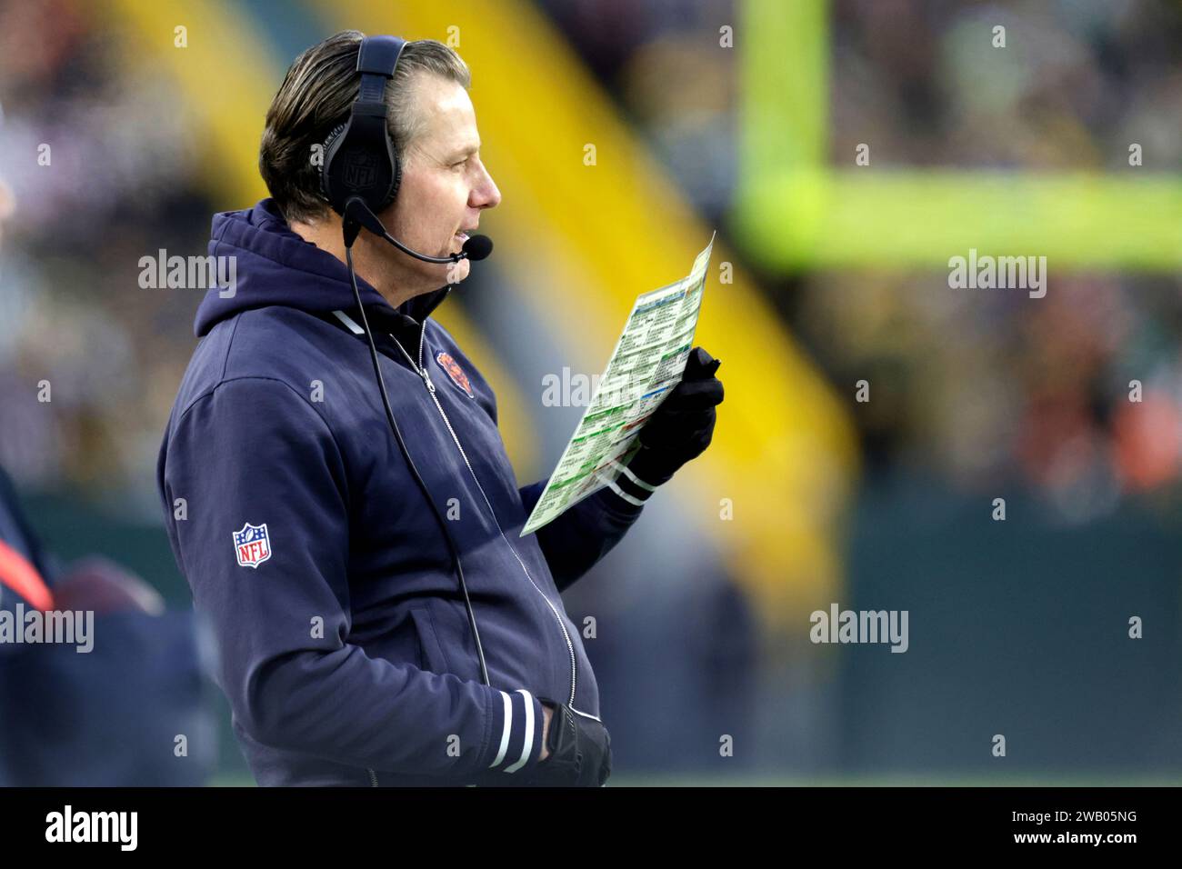 Chicago Bears head coach Matt Eberflus watches from the sidelines ...